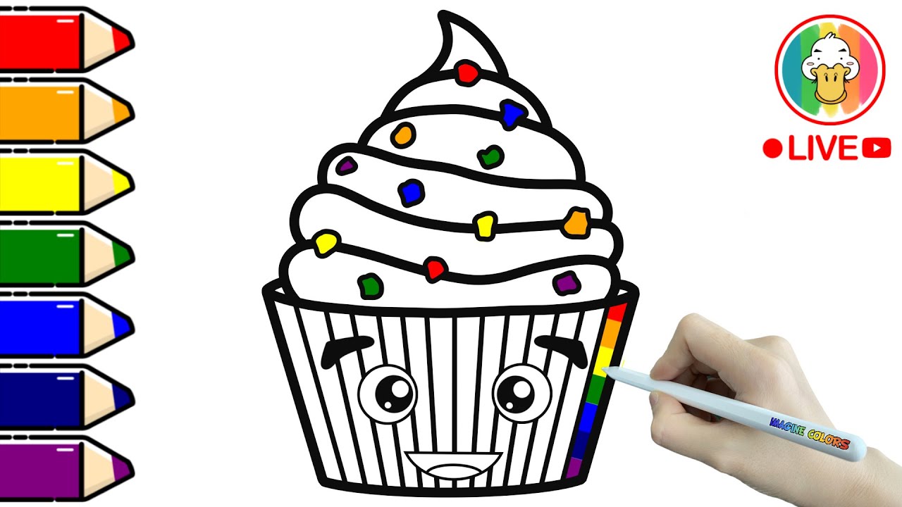 How to Draw and Color a Rainbow Muffin | Rainbow Muffin Drawing - Live ...