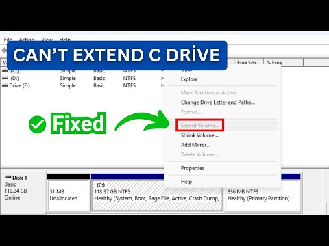 Fix : Can't Extend C Drive with Unallocated Space in Windows 10/11 ...