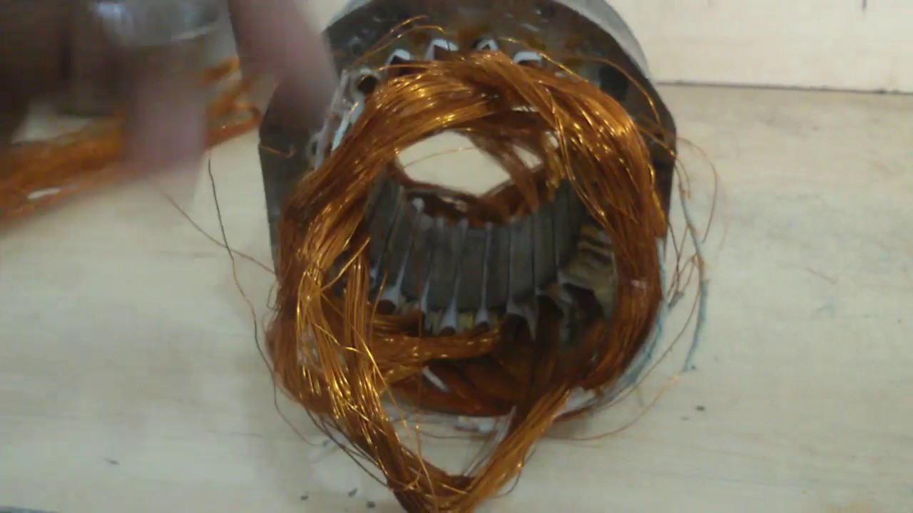 how to make single phase motor 2 pole chain rewinding part 4 - YouTube