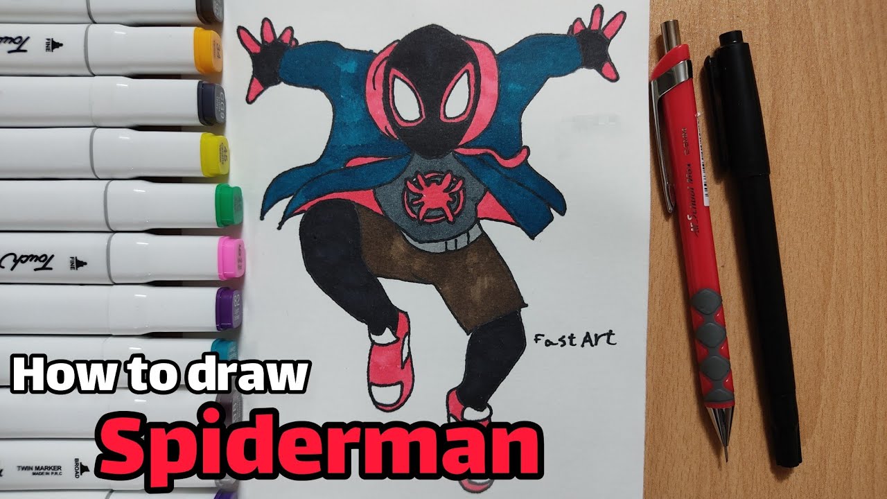 How to draw miles morales spiderman step by step & easy for beginners ...