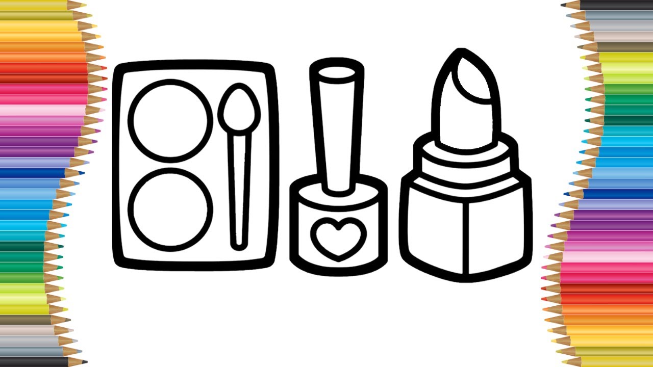 Makeup Kit Drawing and Coloring Simple GirlS lipstick,Eyeshadow box ...