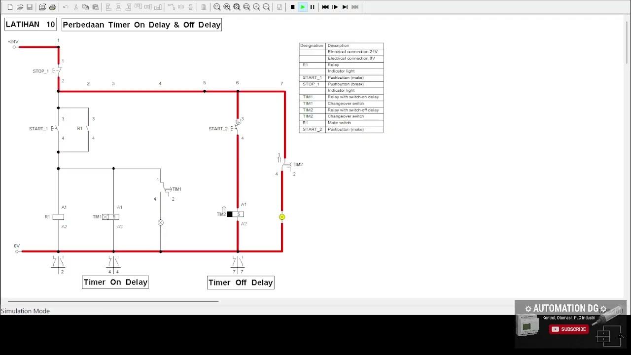 Latihan 10 Perbedaan Timer On Delay & Off Delay - YouTube