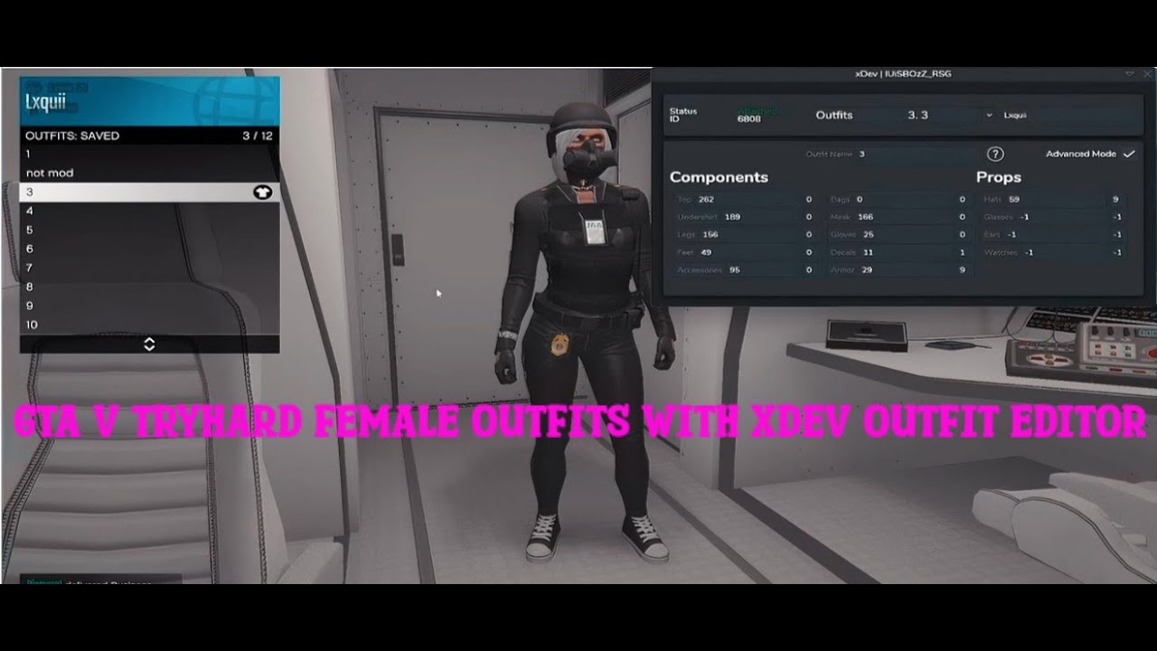 GTA V FEMALE TRYHARD OUTFITS (using xdev outfit editor) LINK FOR XDEV ...