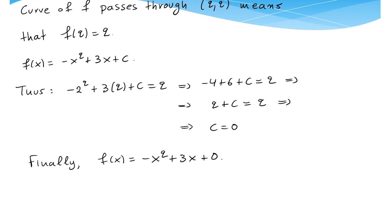 Integrals – Boundary condition Past paper exercise 010 - YouTube