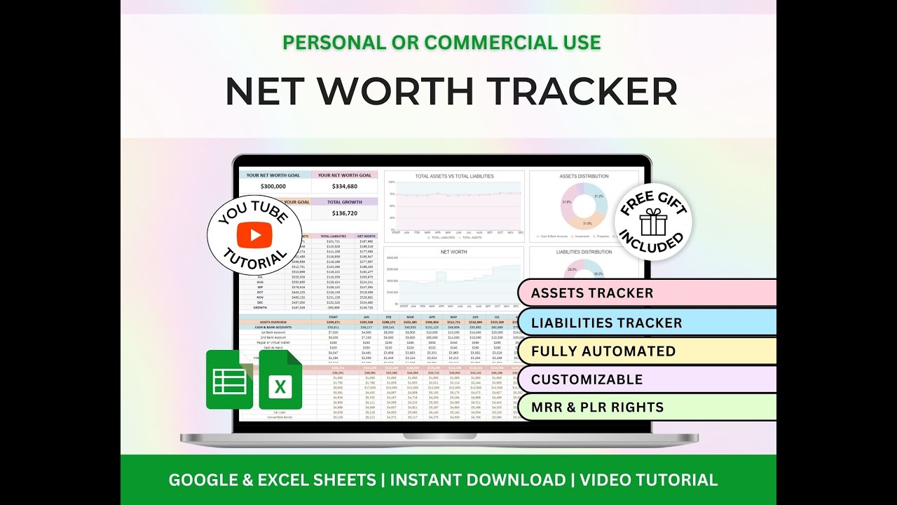 Net Worth Spreadsheet #networthtracker #AssetsTracker # ...