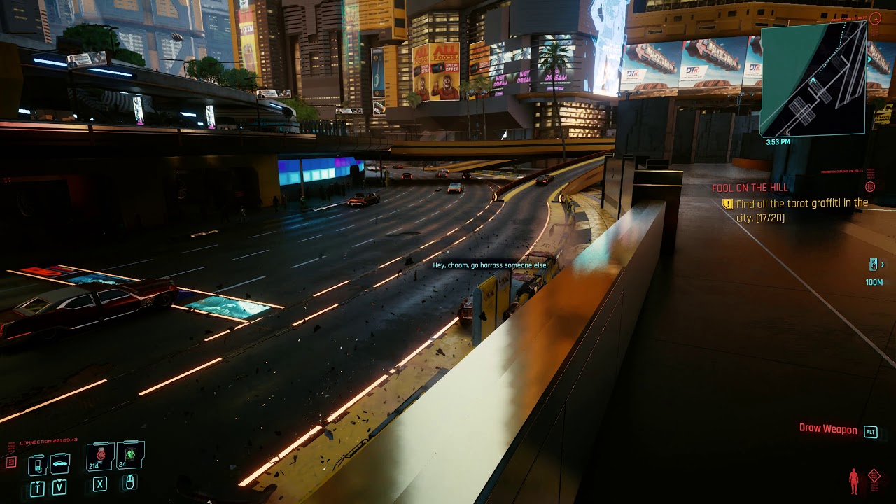 Cyberpunk cars driving into cement barrier - YouTube