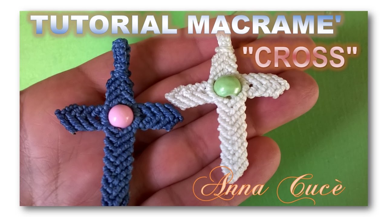 Tutorial macramè pendente "Cross"/Tutorial macramé pendant "Cross"/Diy ...