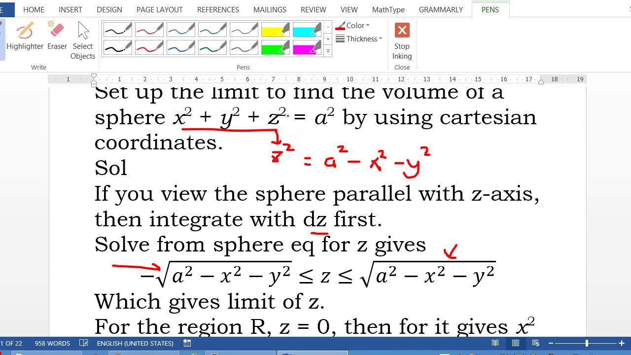 Triple integral in spherical coordinates - YouTube
