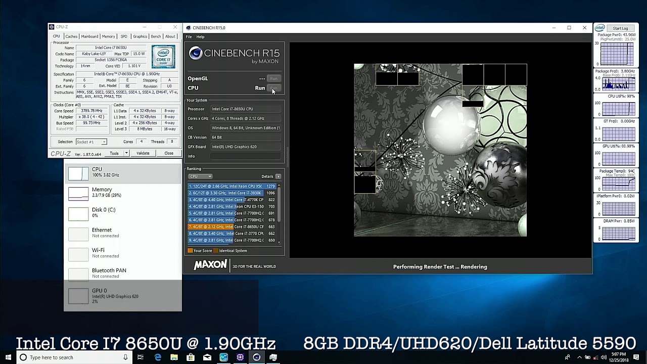 Intel Core i7 8650U CineBench R15 CPU Test! Score at 719CB! With ...