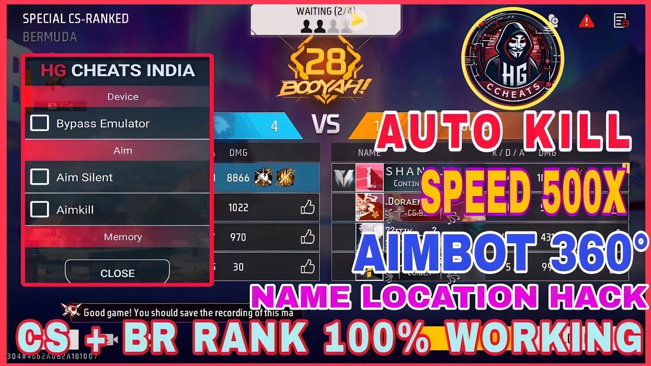 FREE FIRE ☠️ AUTO KILL CS RANK HACK 🔥 | AIMBOT + AUTO KILL 📌 SPEED HACK 500X 🔥 - YouTube