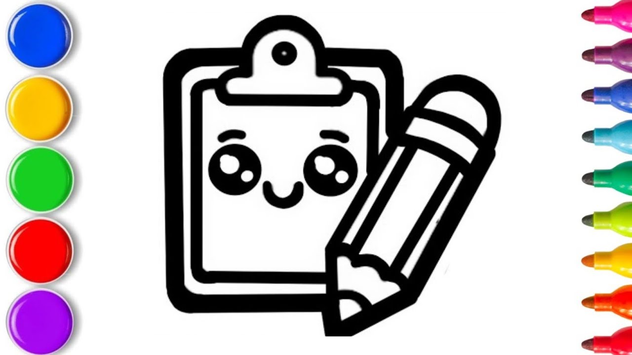 how to draw a pencil pad for kids, pencil pad painting & colouring ...