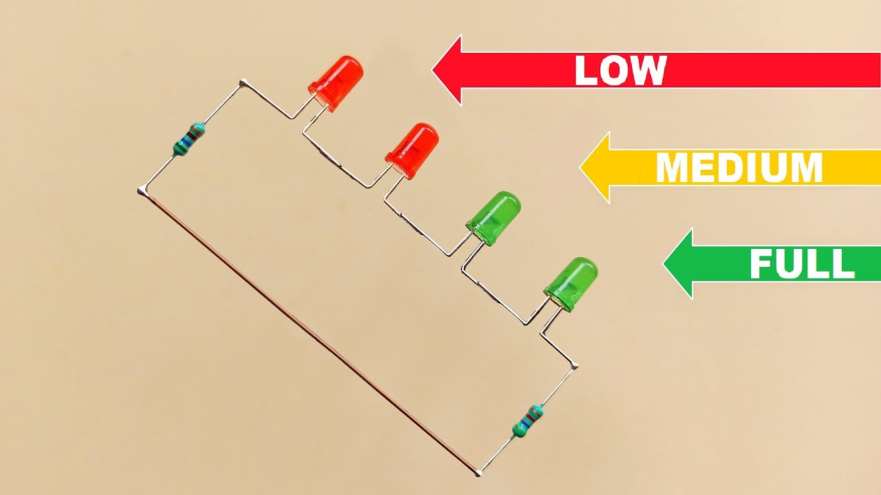 Simple Battery Level Indicator..How To Make Battery Voltage Level ...