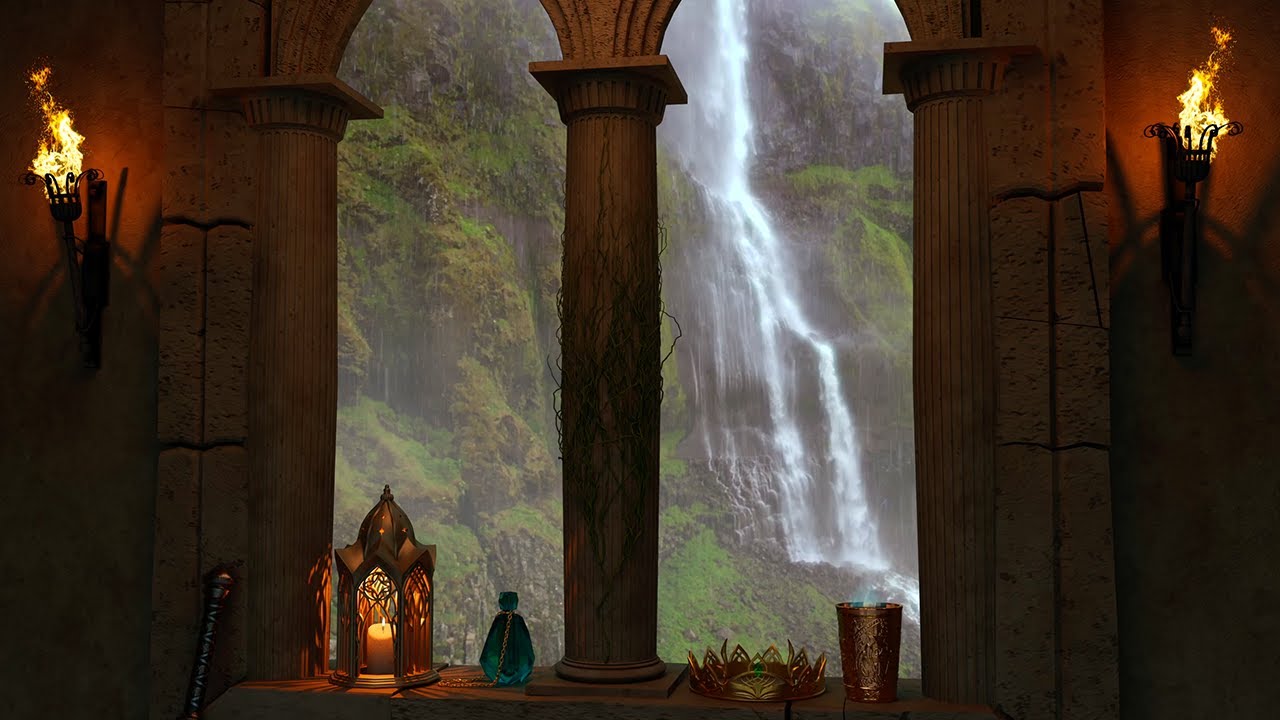Elven Chamber | Harp Music, Choir, Rain, Waterfall, Ethereal Elvish ...