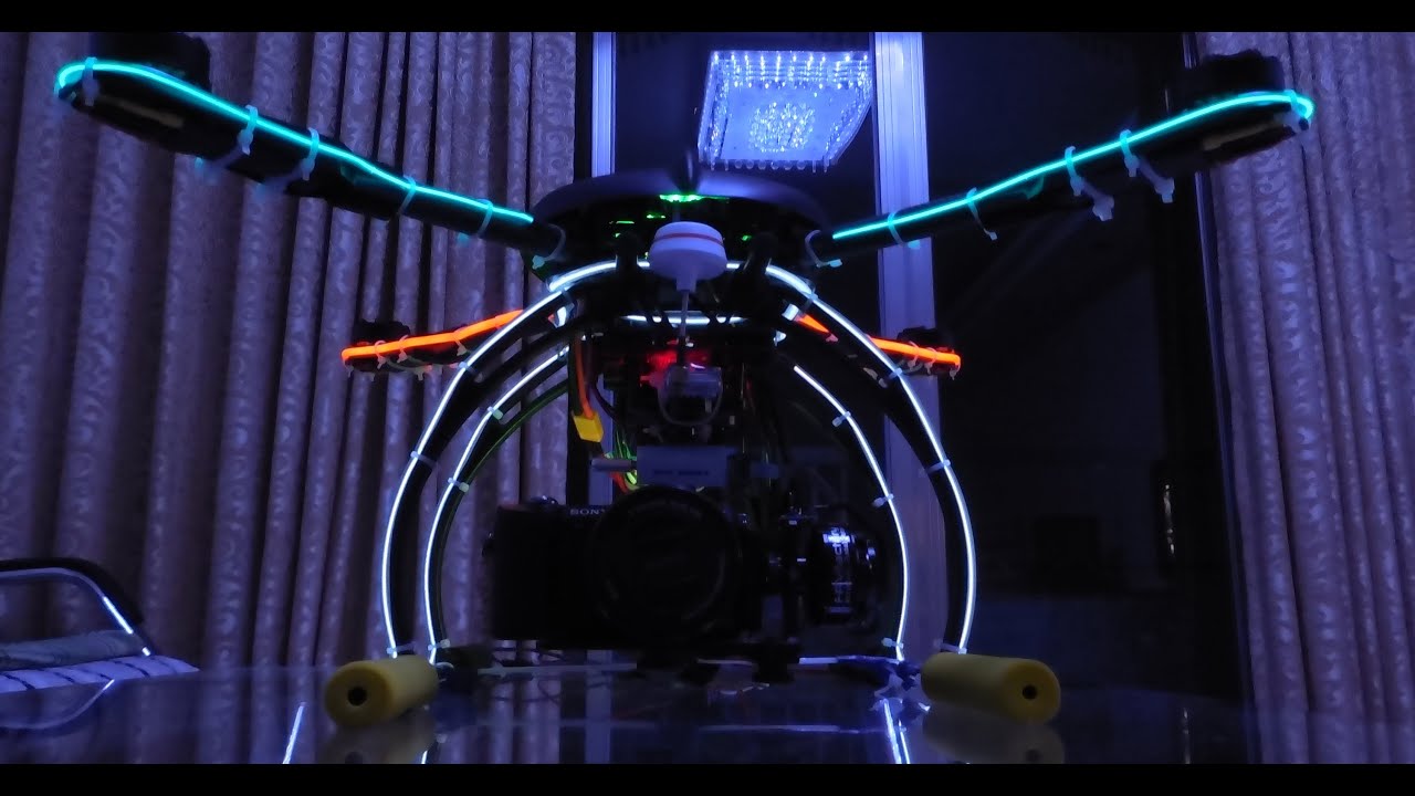 XAircraft X650 Pro with 5mm EL Wire "Tron Quadcopter" - YouTube