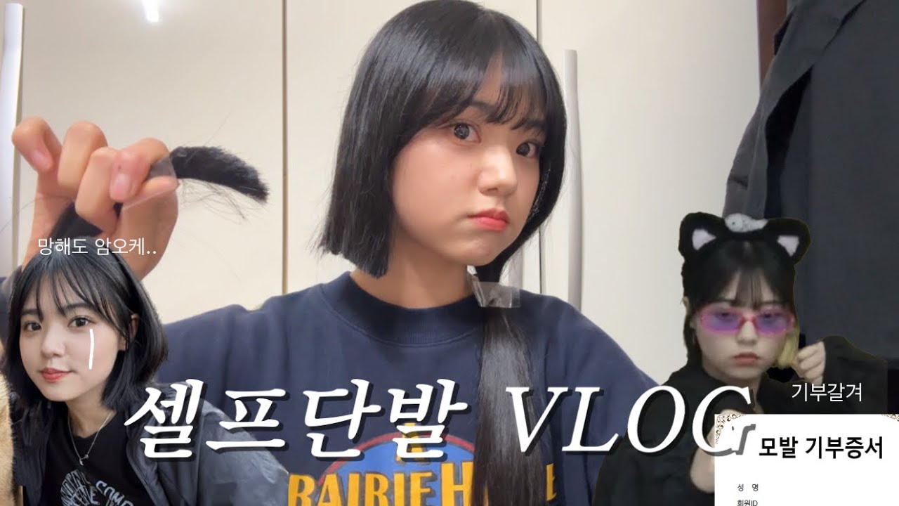 Vlog 상여자특 집에서 머리자름💇🏻♀️ㅣ경력직이 알려주는 모발기부ㅣ카페 알바하고 운동하고 밥먹고 터벅터벅 일상 브이로그