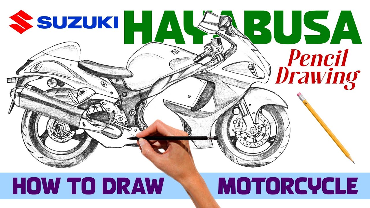 Suzuki Hayabusa Drawing // How to Draw Motorcycle. - YouTube