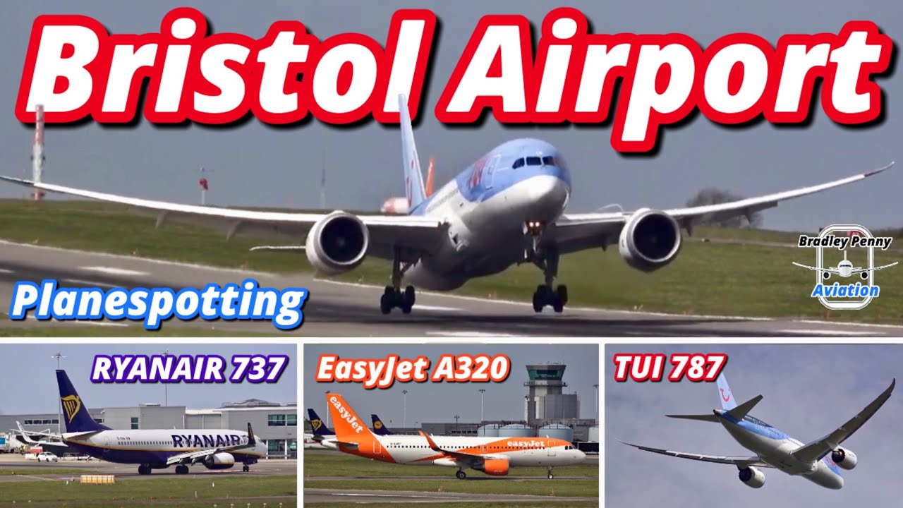 Bristol Airport (BRS) - NEW SPOT, Midday Rush Hour - Close Up Rotations ...