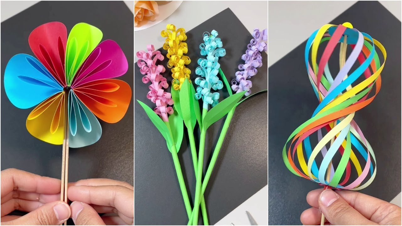 Colorful Paper Craft Tutorial | Making Origami with Strips of Paper ...