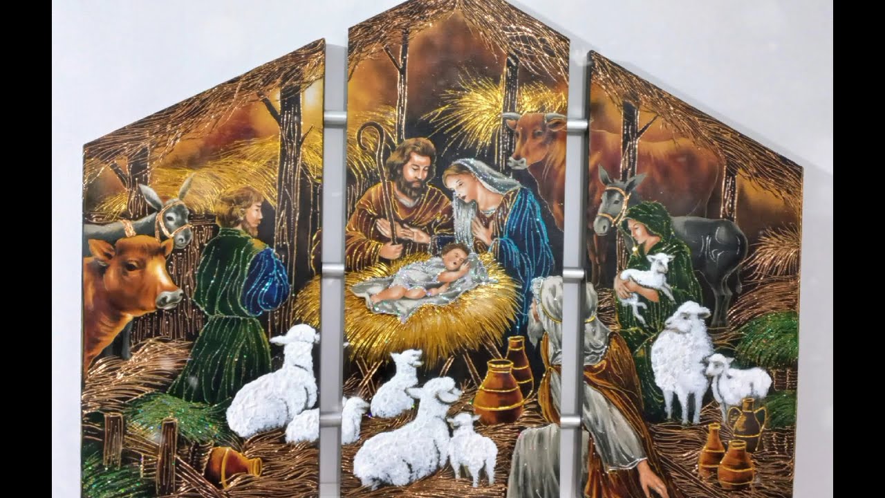 COMO HACER CUADRO CON TELA (PESEBRE , FÁCIL)💥#Navidad #pesebres - YouTube