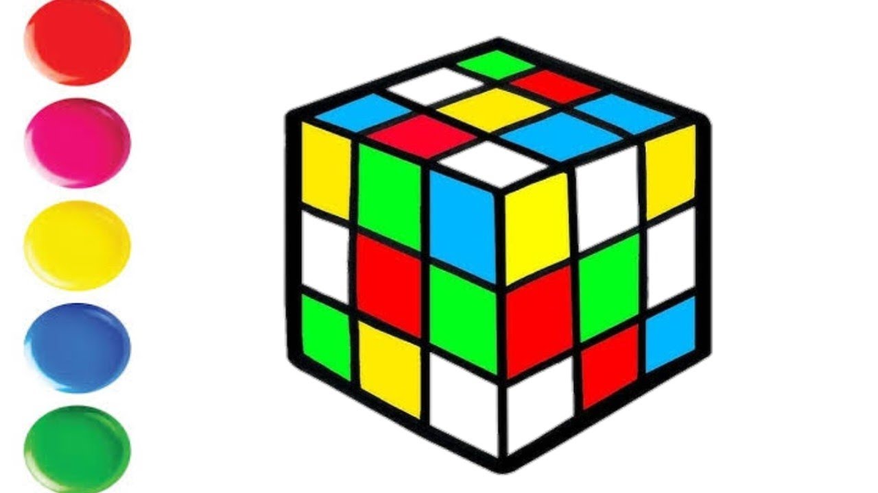 How To Draw A Cute Rubik's cube| Drawing For Kids and toddlers | Draw ...