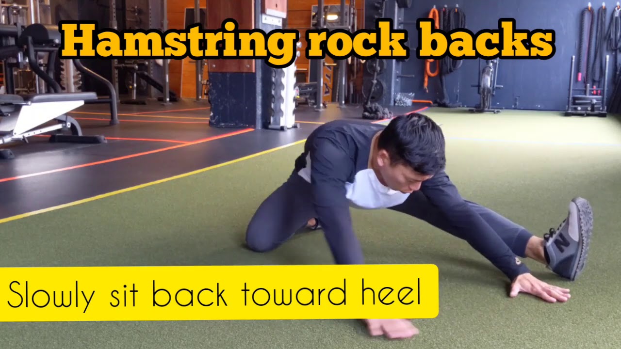 Hamstring rock backs stretch - YouTube