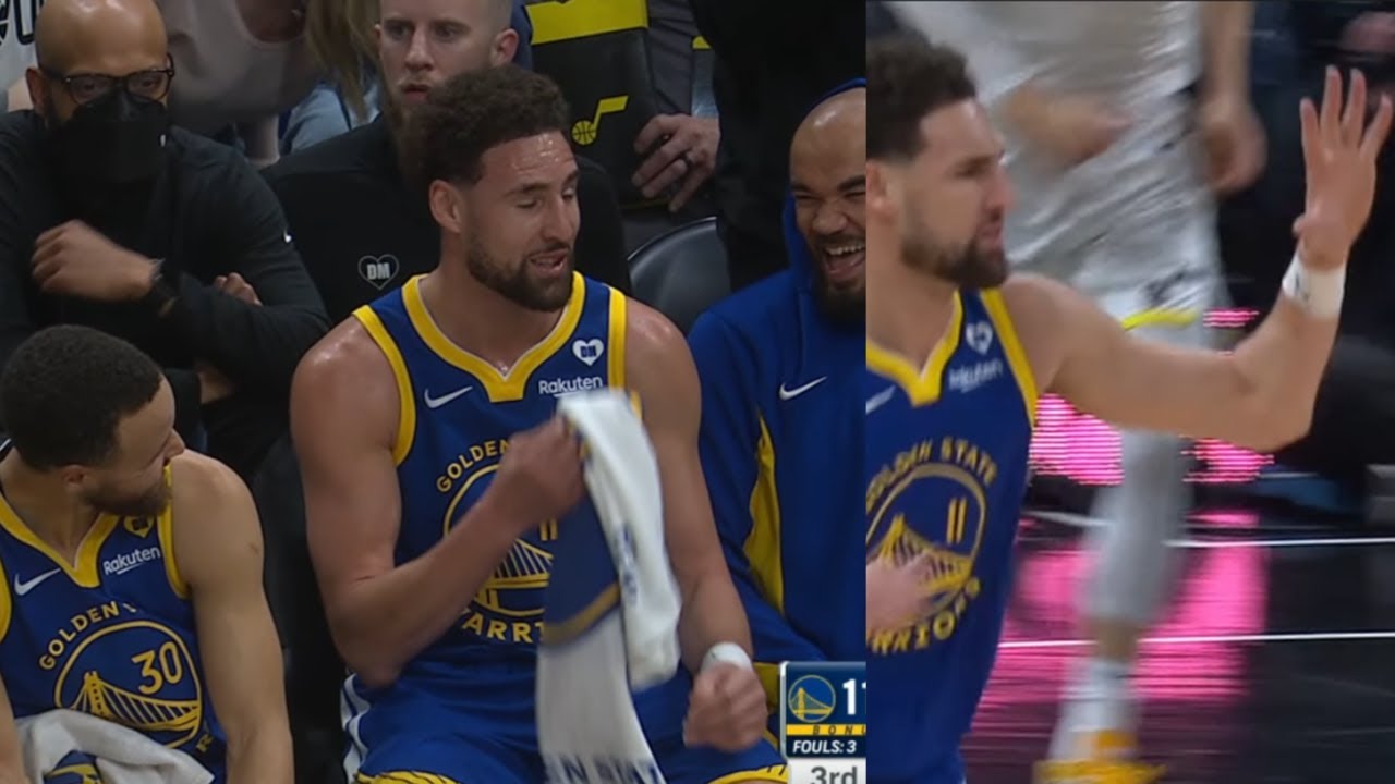 KLAY JOKINGLY TELLS BENCH "BUT THEY SAY IM WASHED!" AFTER CATCHING FIRE ...