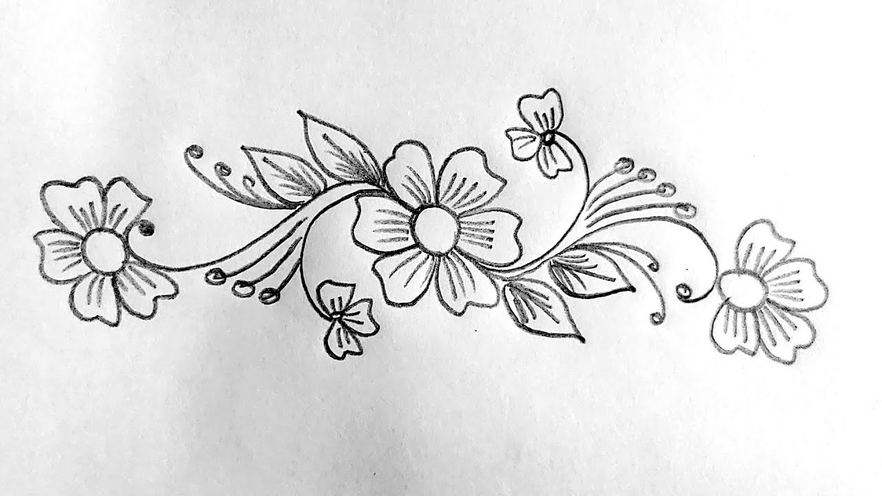 How to draw beautyful flower designs ।। Flower Drawing tutorials - YouTube