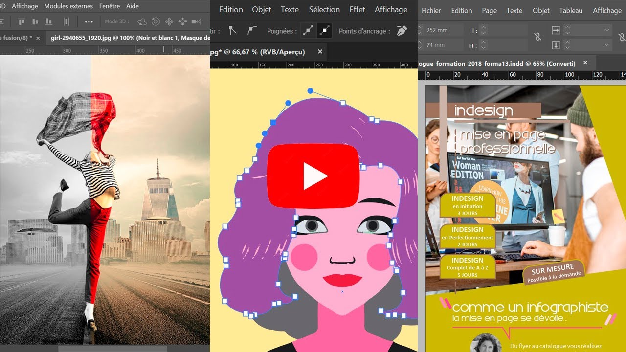 Programmes formations PAO : Photoshop - Illustrator & InDesign - YouTube