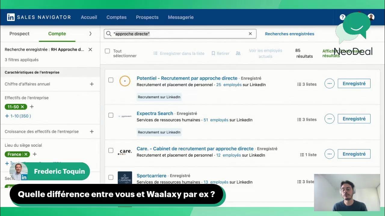 Exploiter au mieux Sales Navigator pour Réussir sa Prospection sur Linkedin. - YouTube