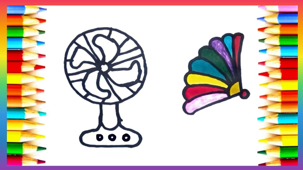 How to Draw and Colour a cute Fan 🪭🪭🪭| Drawing Step by Step | Drawing ...