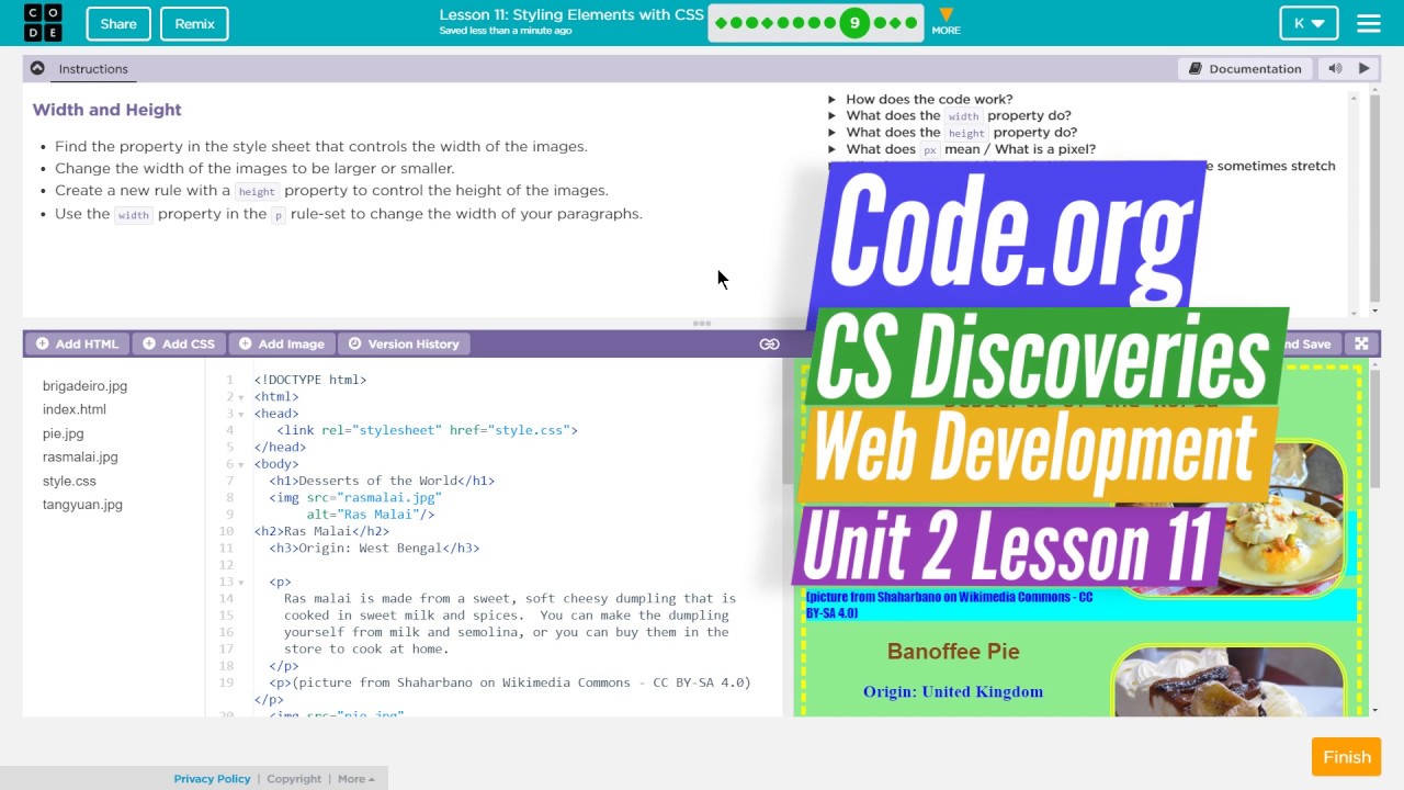 Styling Elements with CSS - Lesson 11.9 - Web Development Code.org CS ...