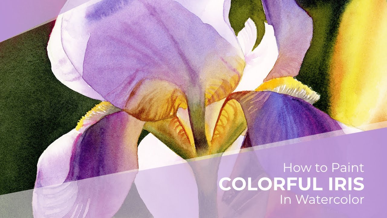 How to Paint Colorful Iris in Watercolors - Tutorial Preview - YouTube