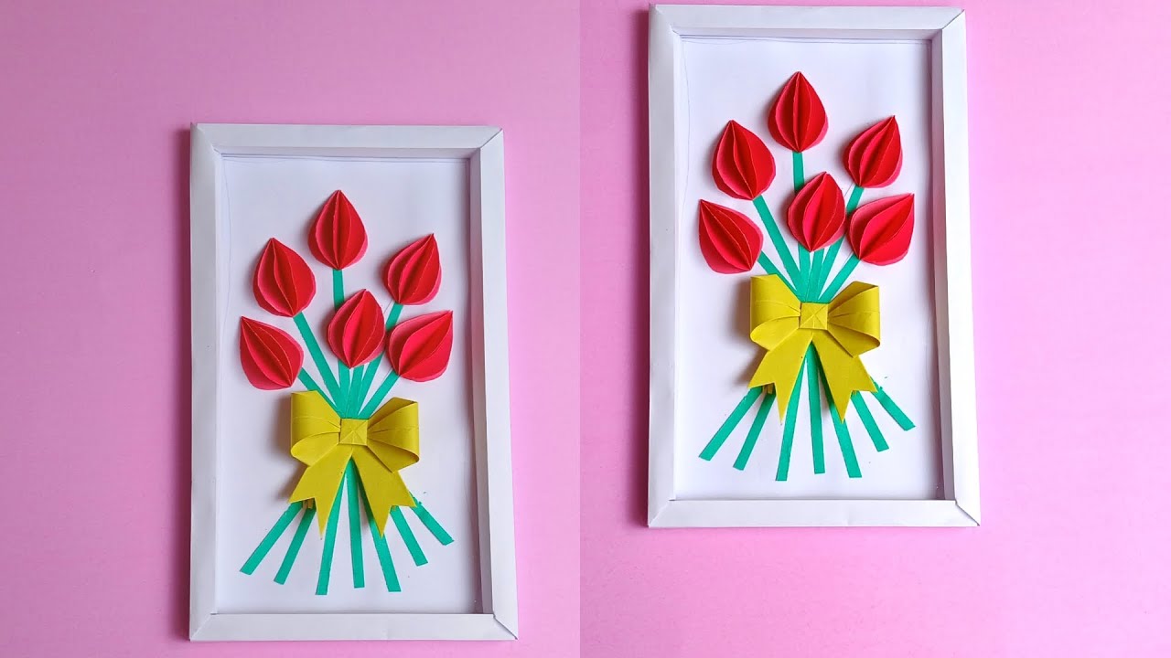 How to make paper wall mate | Origami paper photo frame | DIY Wall ...