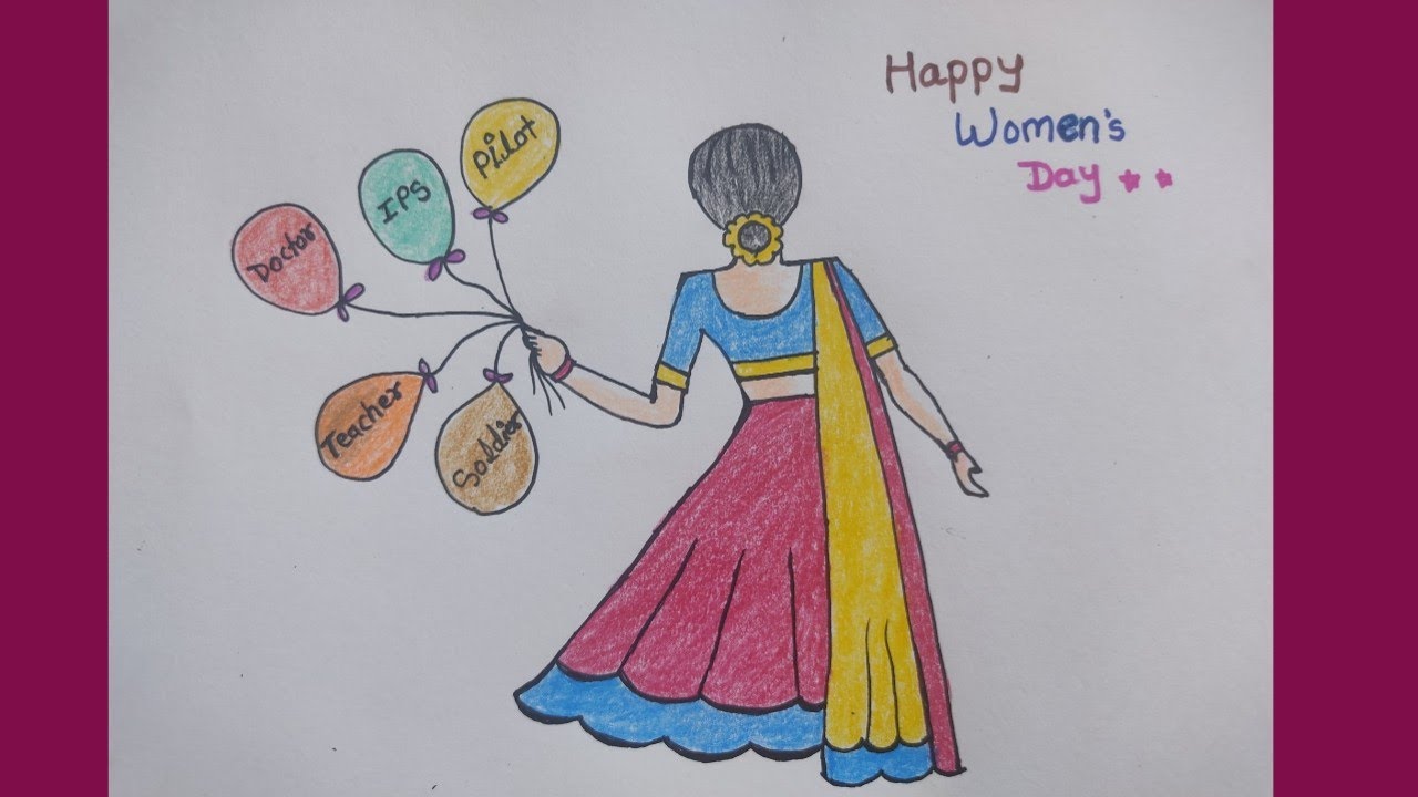 Women's Day Special Drawing/How to draw a Women's Day/Happy Women's Day ...