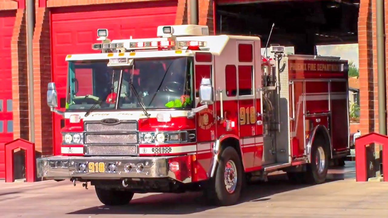 Phoenix Fire Dept. Engine 918 , Rescue 918 responding(x2) - YouTube