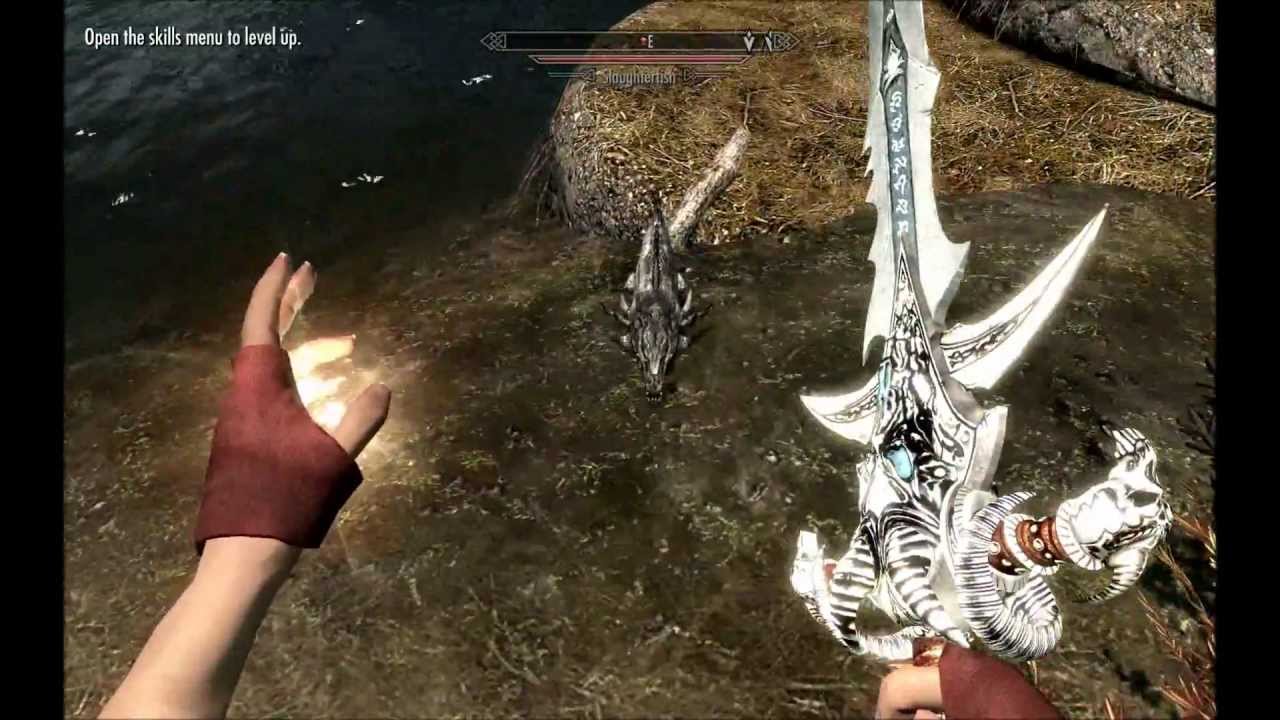 Slaughter Fish walking on land glitch Skyrim - YouTube
