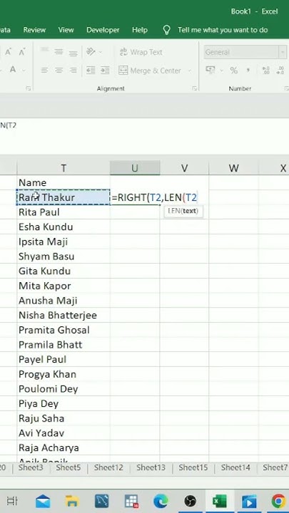 Extract Last name using Right, Len,Find function #excelvideo #microsoftexcel #excel #trick # ...