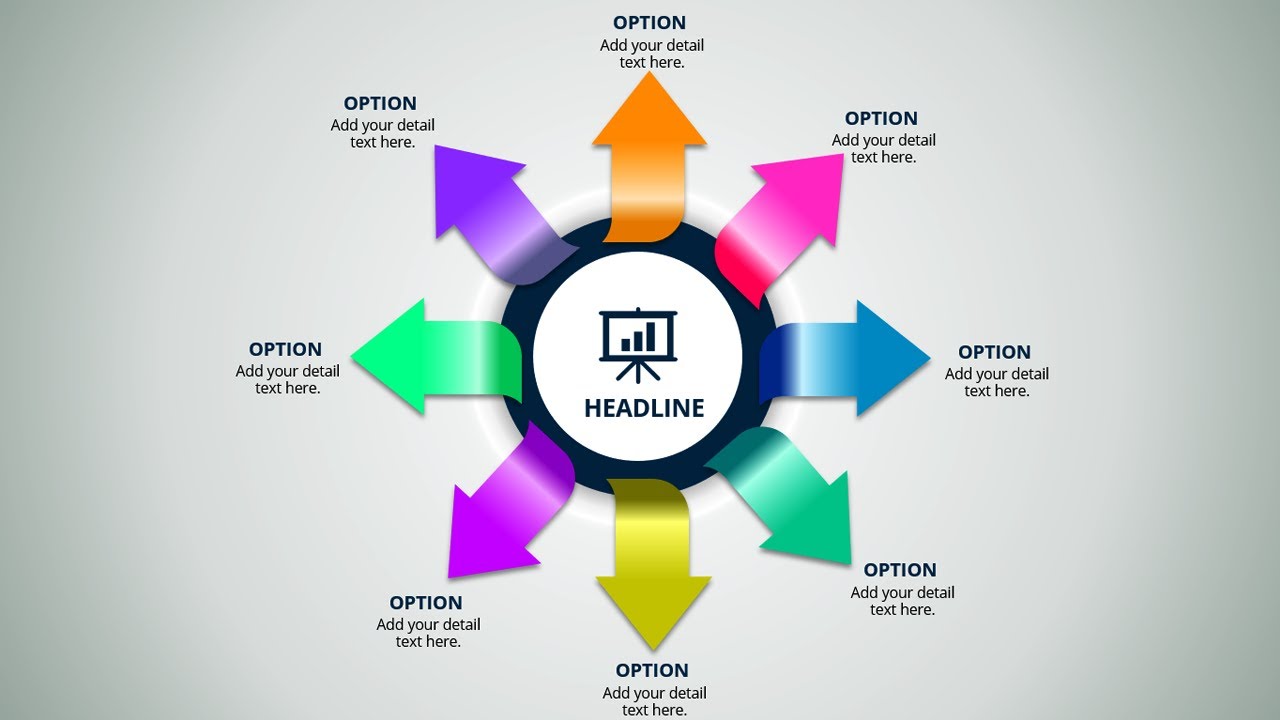 Animated Slide Design tutorial in PowerPoint | An 8 Options Arrow ...