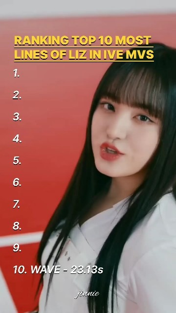 Ranking Top10 most lines of liz in Ive mv#kpop#kpopshorts#liz#shorts - YouTube