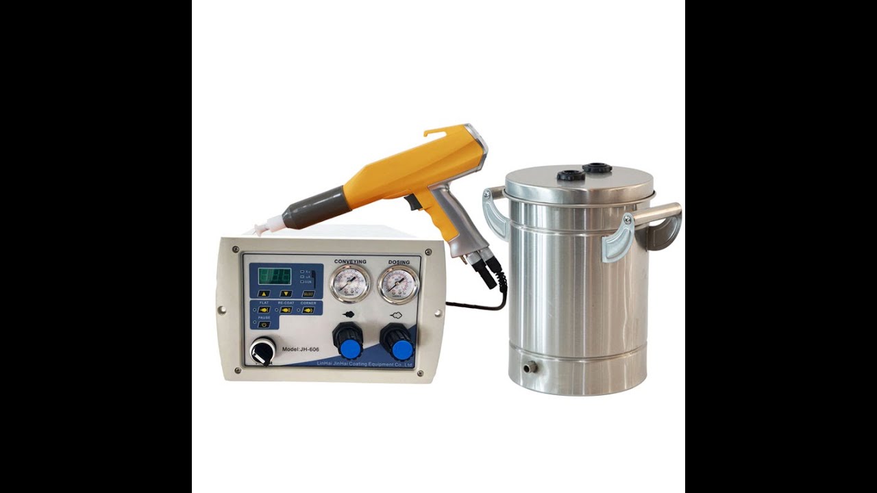 Electrostatic powder coating machine with mini hopper - YouTube