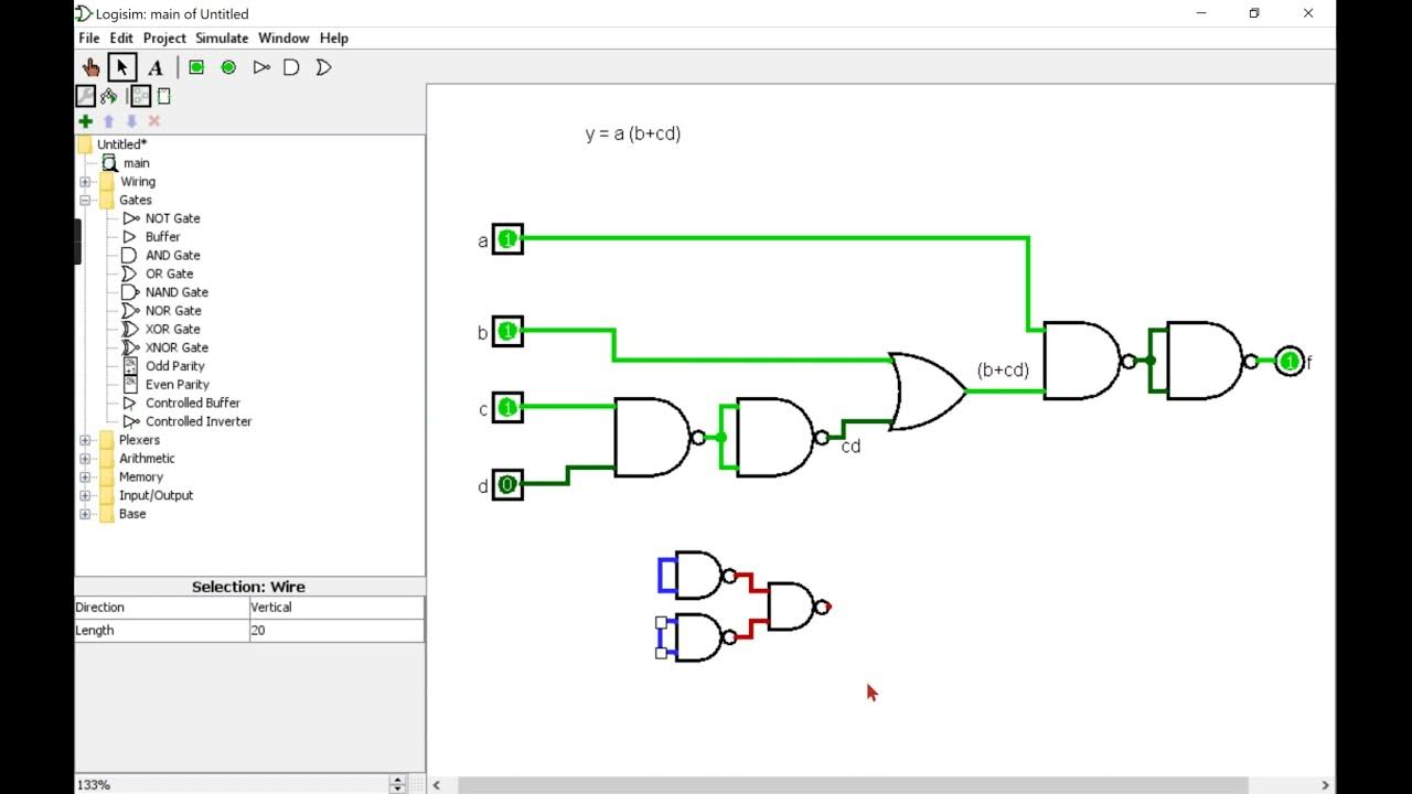 Implementing an Expression in Logisim Using Universal Gates Only - YouTube