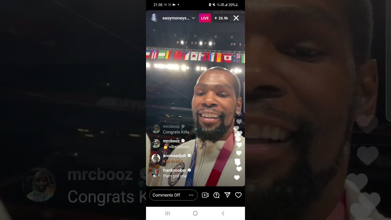 Kevin Durant FULL Instagram Live With Gold Medal! (Devin Booker,Patty ...