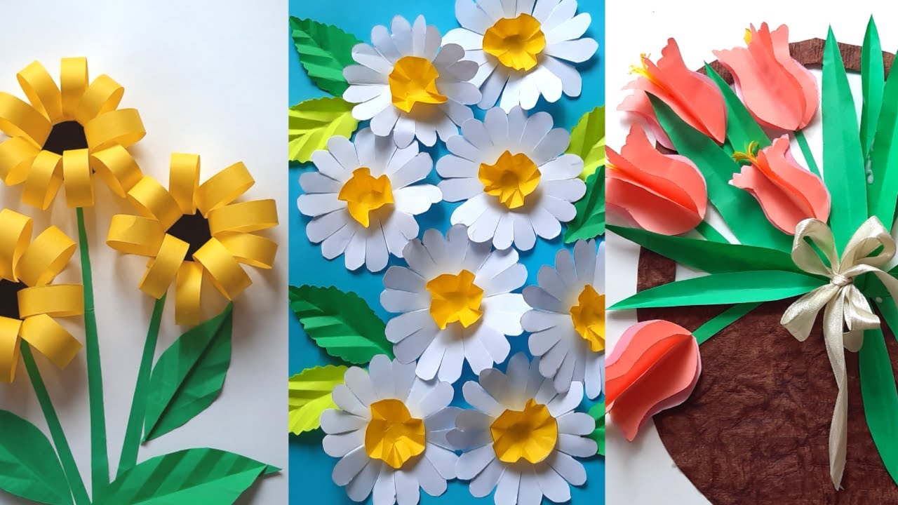 Simple Paper Flower DIY | Paper Crafts | Beautiful Flower Making ...