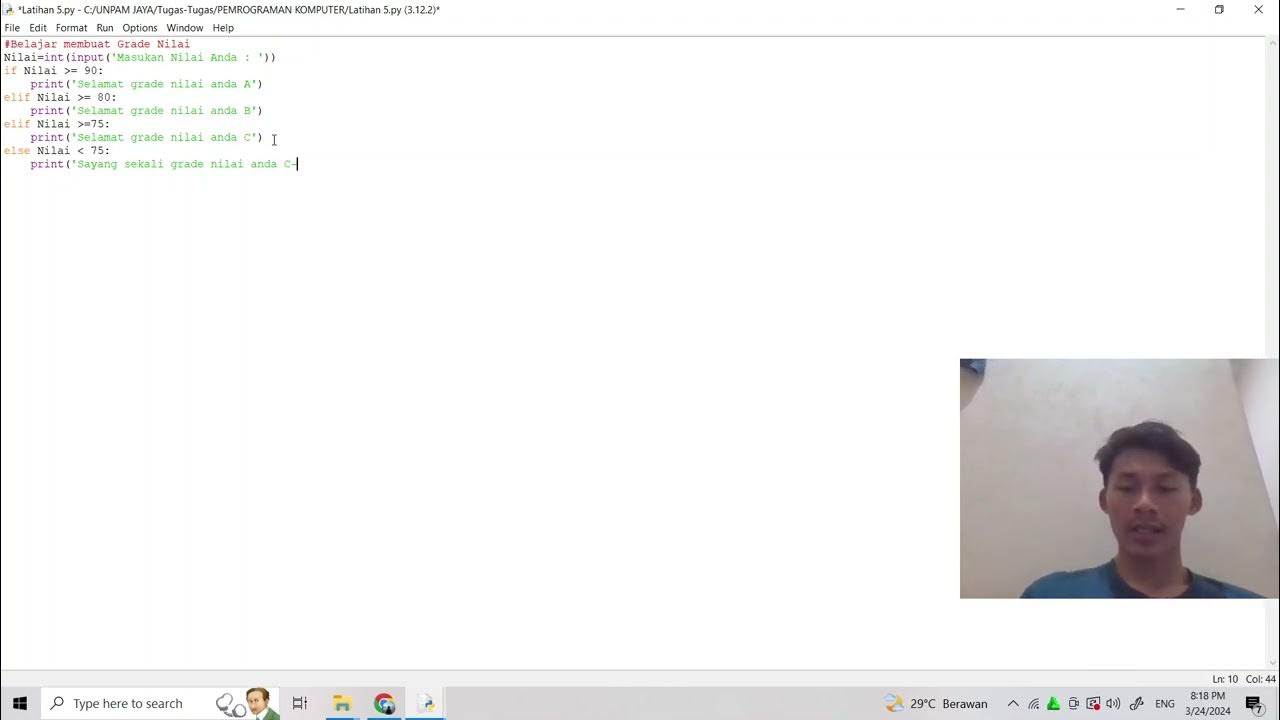 Membuat grade nilai sederhana mengunakan python - YouTube