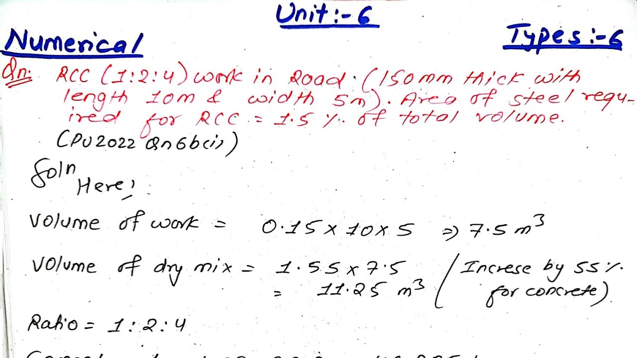 Unit:6 | Rate Analysis | Calculation of Quantity of Rebar in RCC work ...
