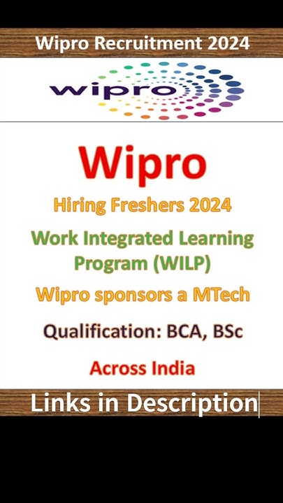 Wipro Fresher Recruitment 2024 | Work Integrated Learning Program (WILP ...
