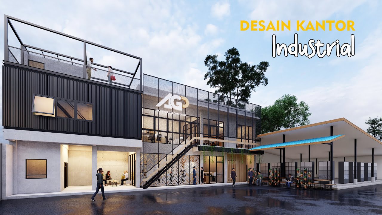 DESAIN KANTOR 2 LANTAI PLUS ROOFTOP - YouTube
