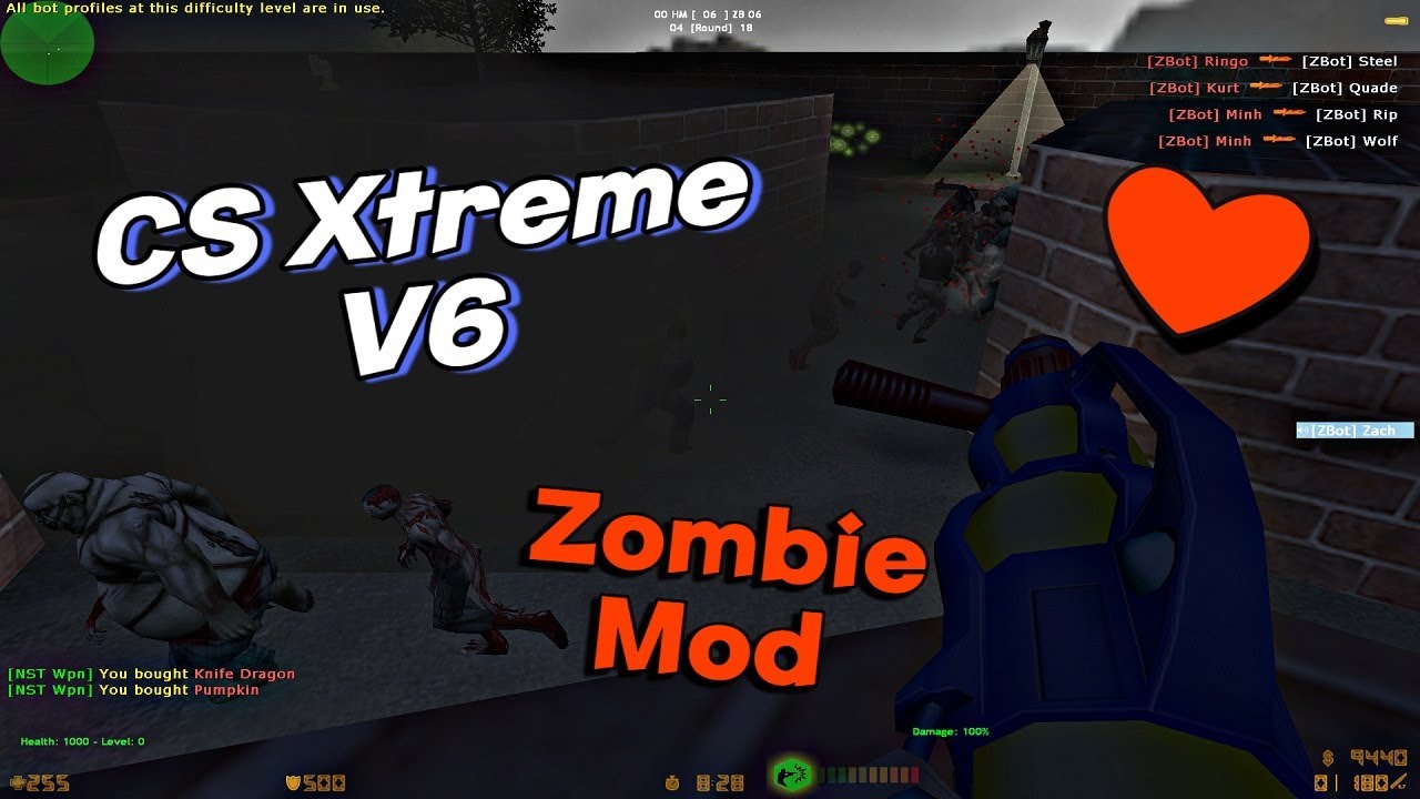 CS 1.6 Xtreme V6 Zombie Mod Gameplay - YouTube