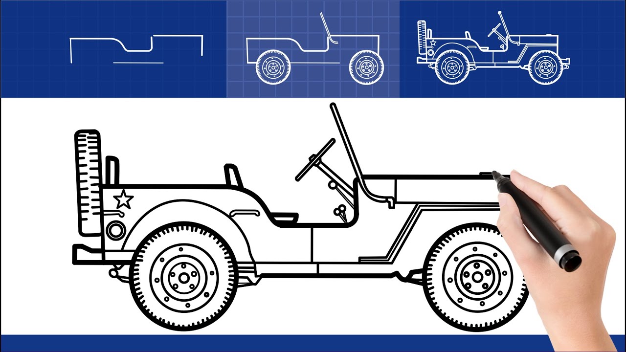 🎨Sketching a classic Jeep - watch the magic unfold! - YouTube