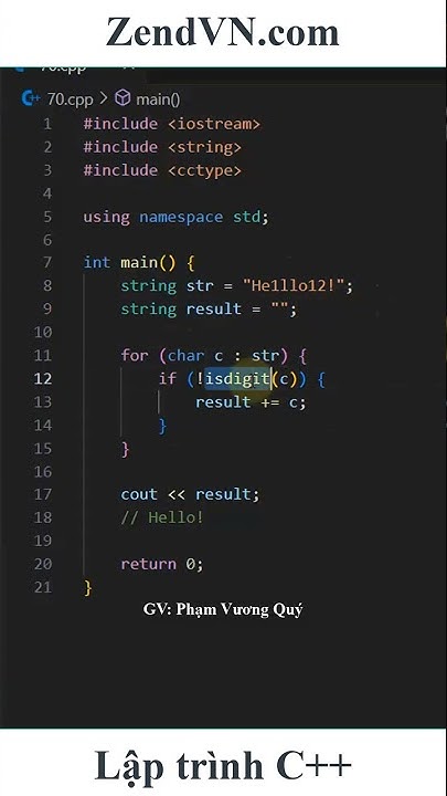 Học C++ - 70 - Xóa các số trong chuỗi #laptrinh #hoclaptrinh #cplusplus #cpp #c++ - YouTube